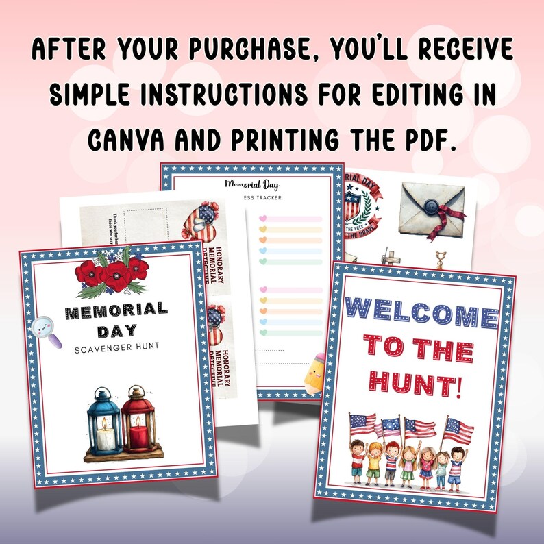 Editable Memorial Day Scavenger Hunt. Adult & Kids Versions Included ...