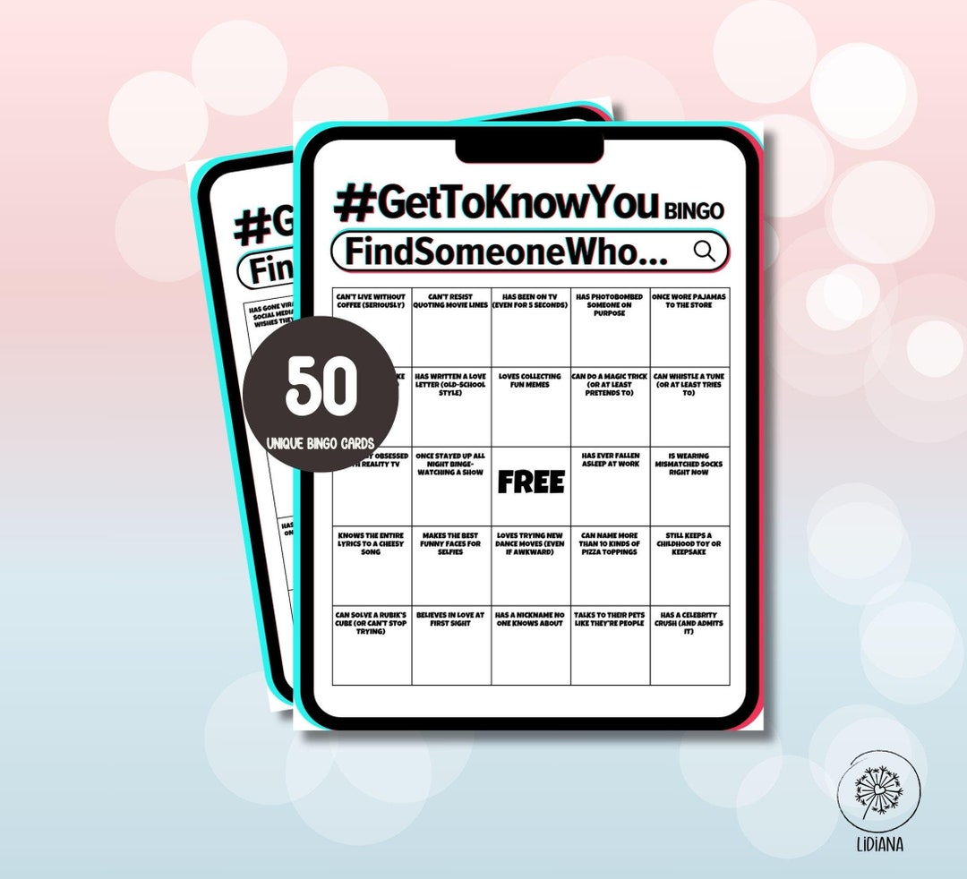 Get to Know You Bingo: Icebreaker Game, 50 Unique Cards (digital ...