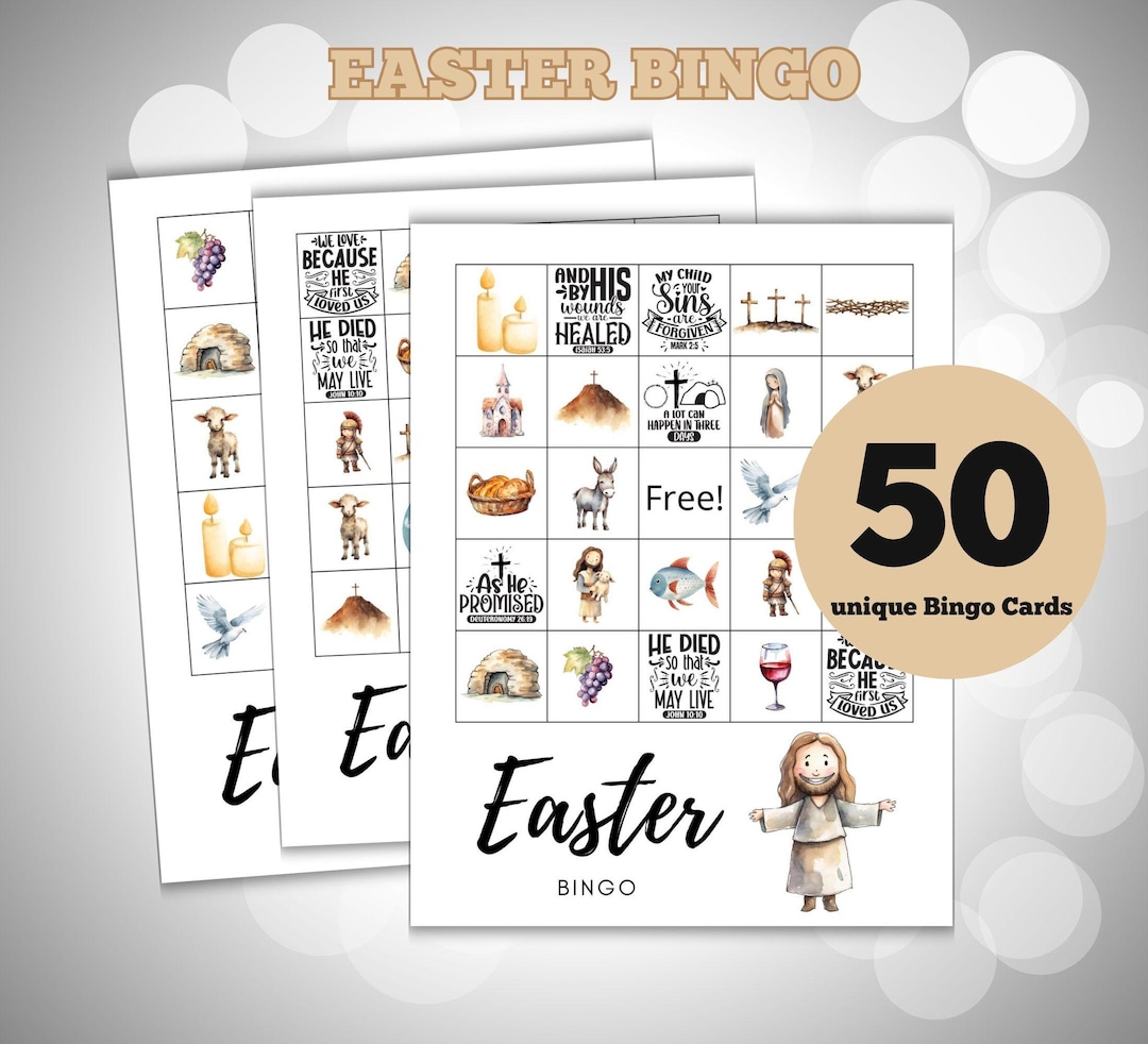 Printable Christian Easter Bingo Game: Kid's Church Activity (digital ...