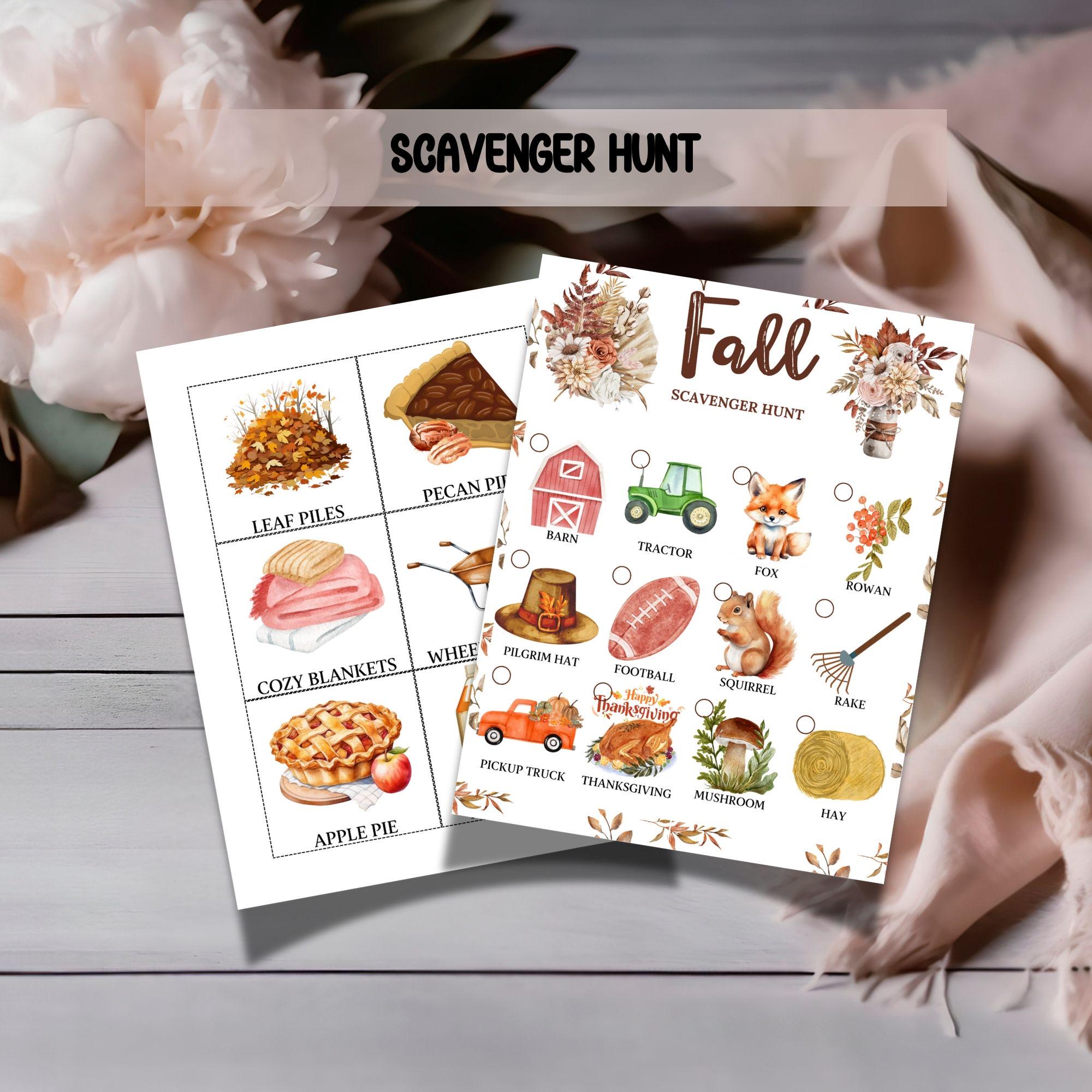 Fall Scavenger Hunt Game: Kids Autumn Printable (digital Download) - Etsy