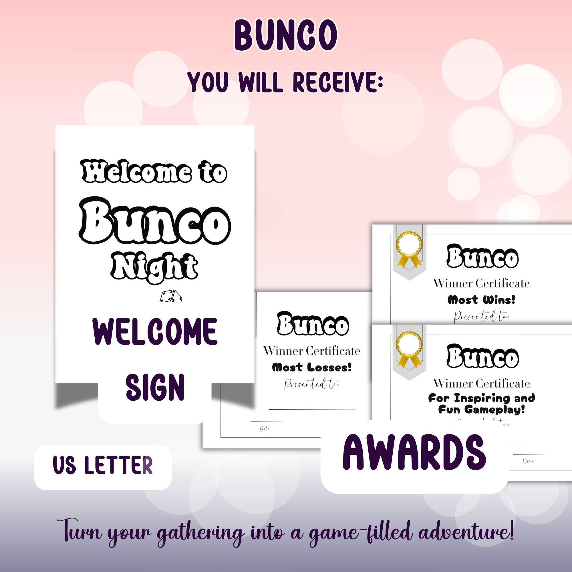 Bunco Score Sheet, Bunco Tally Sheets, Bunco Scorecards, Bunco Game ...