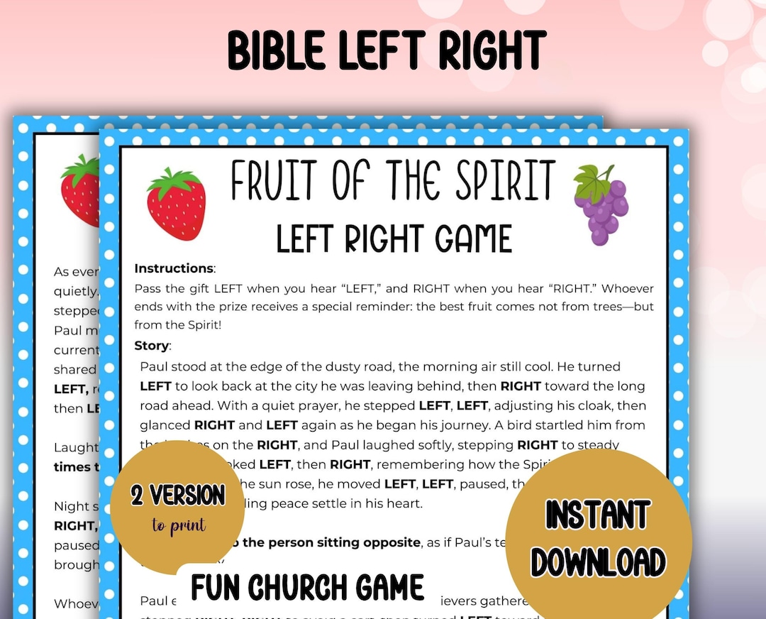 Fruit of the Spirit Left Right Game: Printable Bible Story for Sunday ...