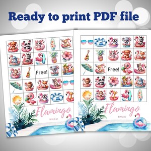 Printable Flamingo Bingo Game: Luau Pool Party Activity (digital ...