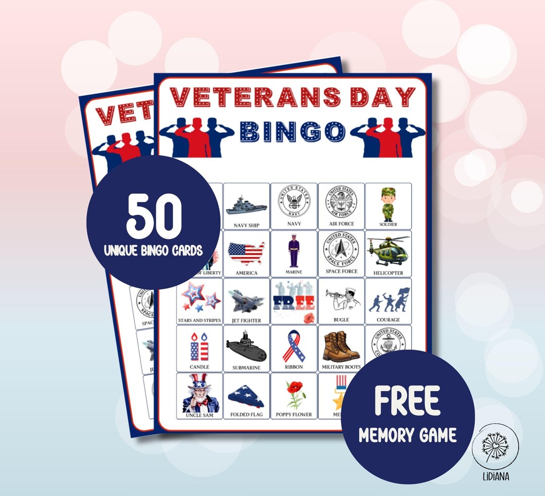 Veteran Day Bingo – Patriotic Party Game for Military Families & BBQ ...