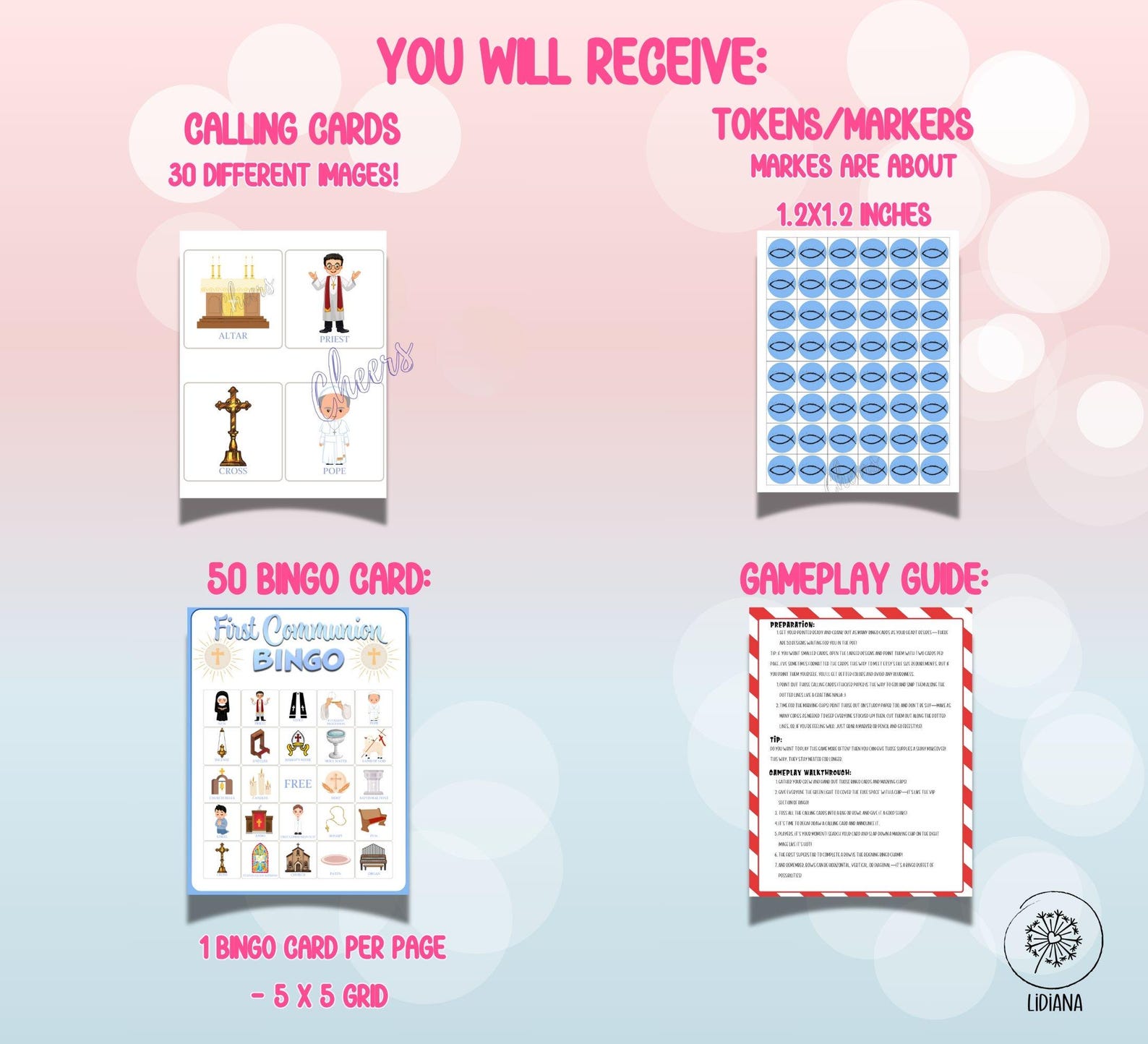 First Communion Bingo, Faith Formation Game for Church Party, Religious ...