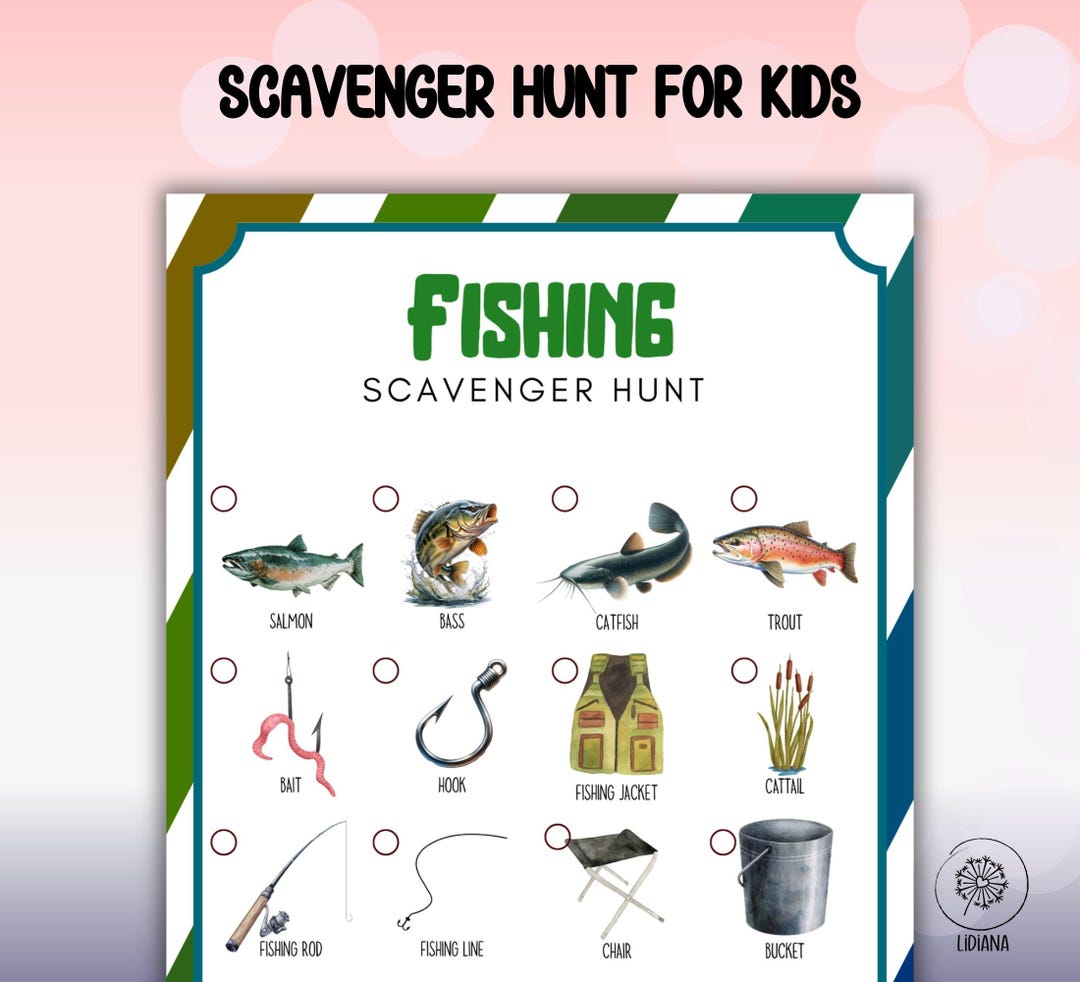 Printable Fishing Scavenger Hunt for Kids: Fish Party Game (digital ...
