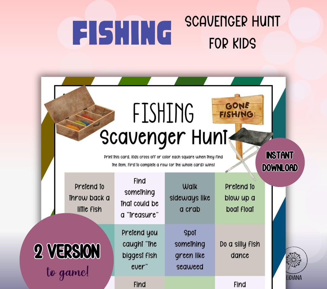 Printable Fishing Scavenger Hunt for Kids: Fish Party Game (digital ...