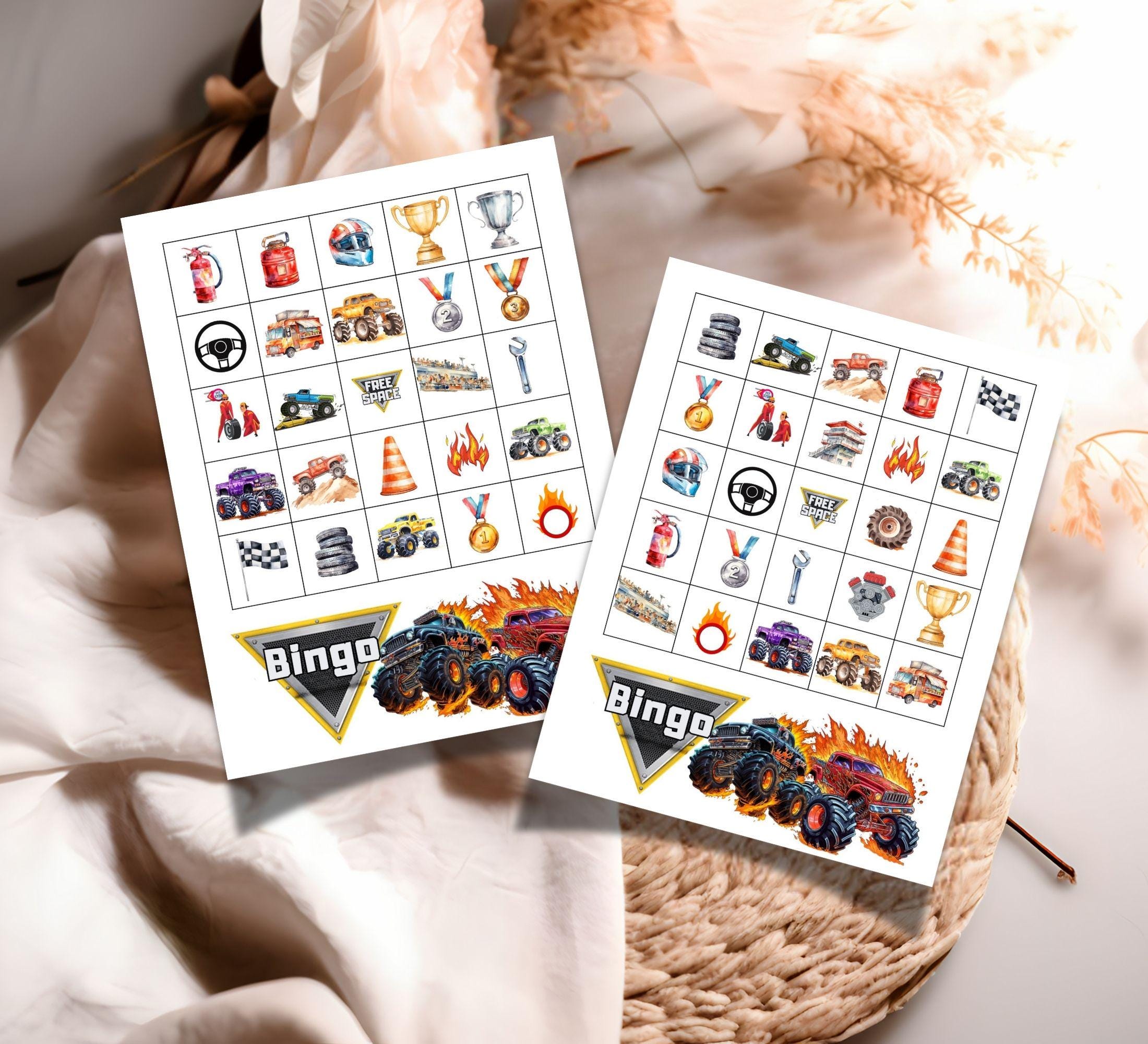 Printable Truck Birthday Party Bingo Game for Boy Birthday Party ...