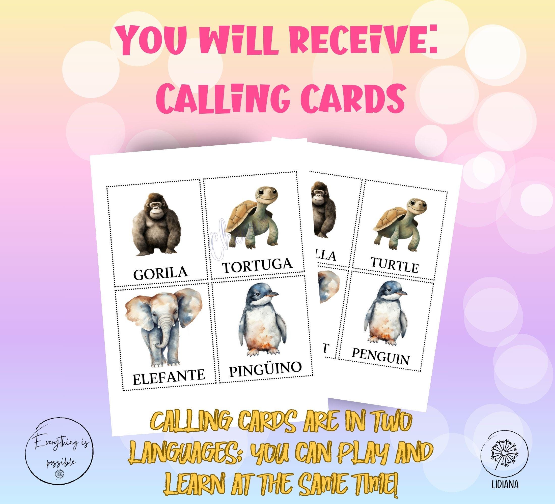 Printable Zoo Animals Bingo in Spanish: Learning Game (digital Download ...