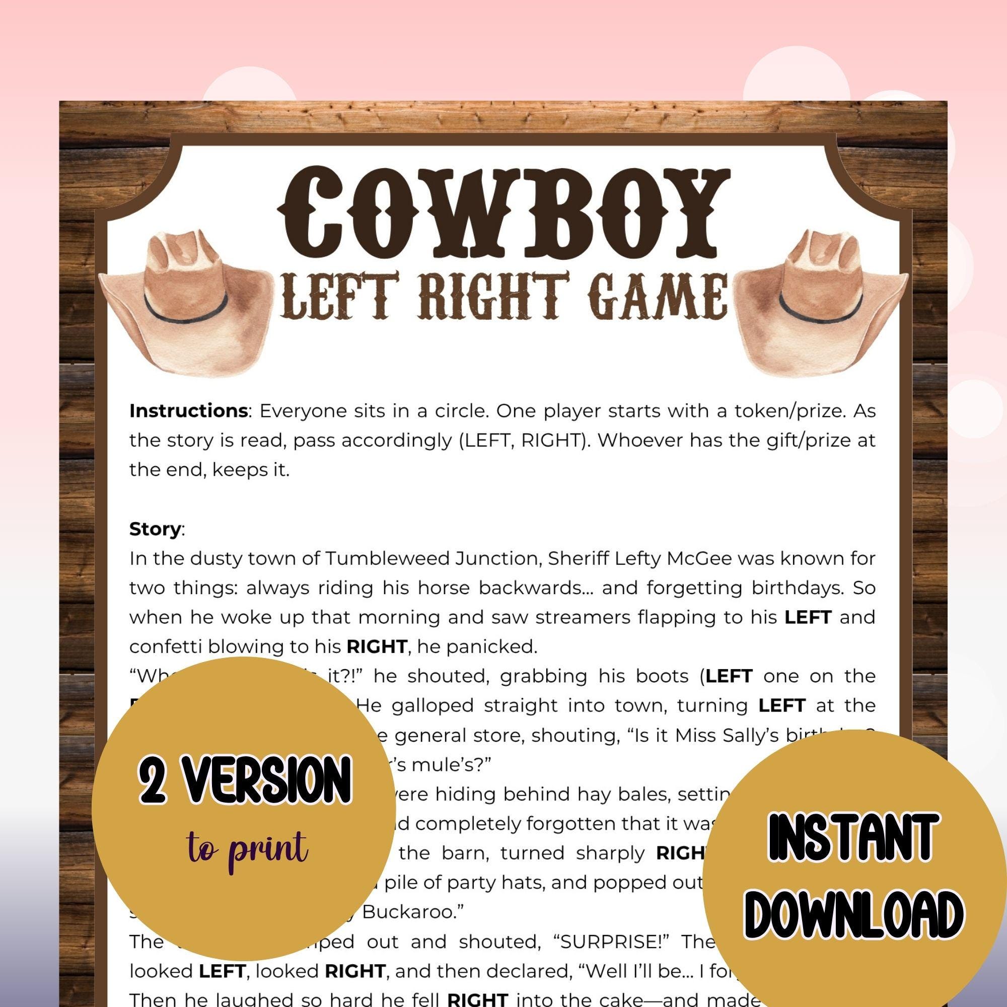 Birthday Cowboy Game (left-right). Wild West Pass the Prize. Cowboy ...