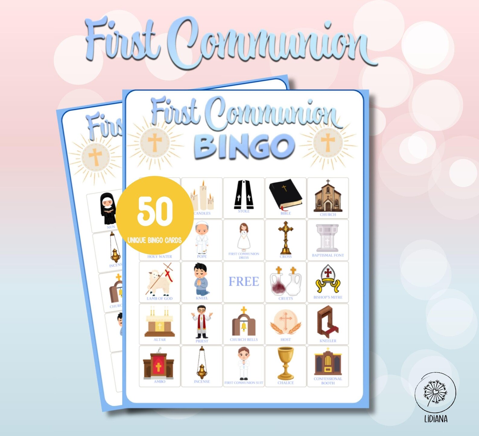 First Communion Bingo, Faith Formation Game for Church Party, Religious ...