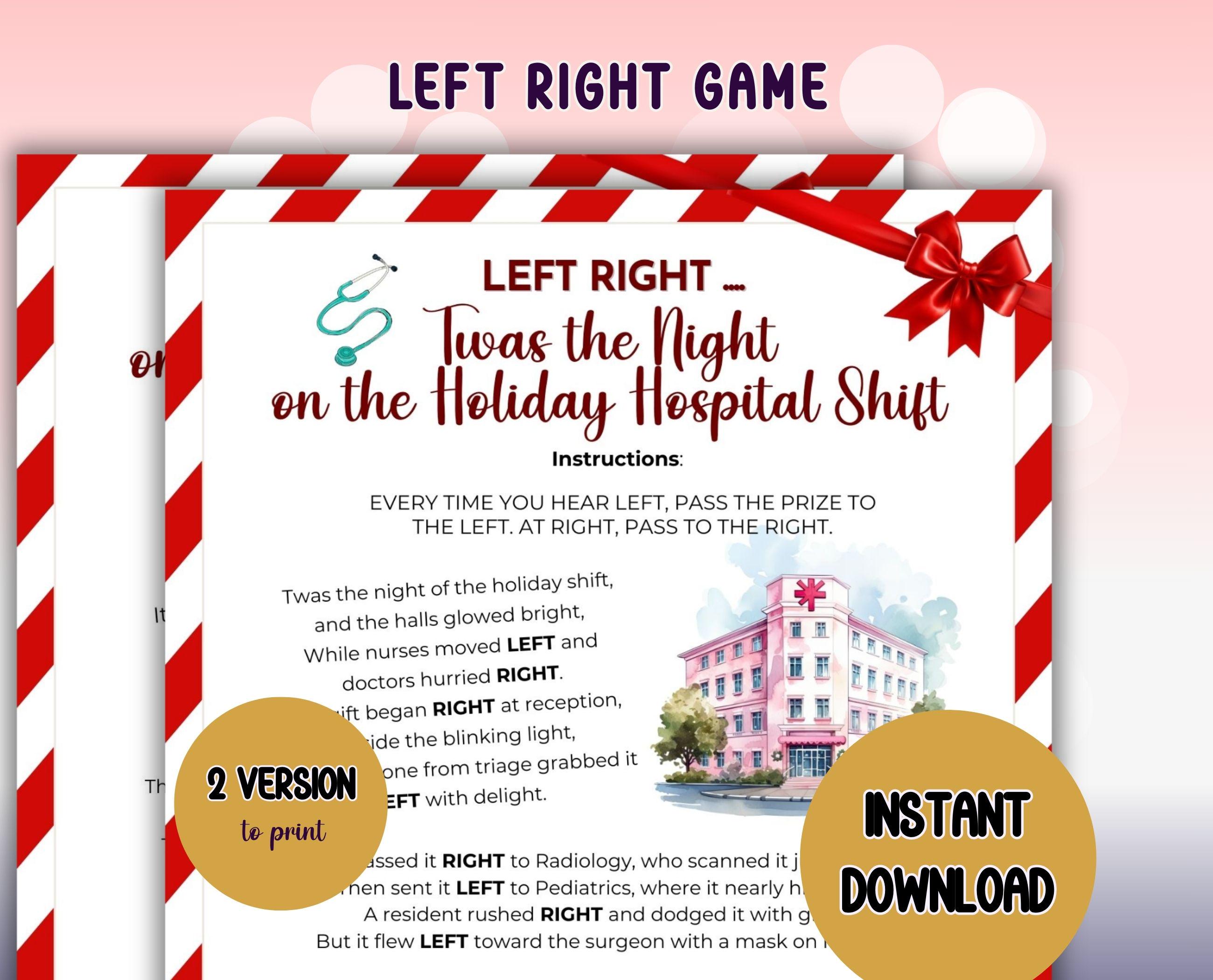 Holiday Hospital Shift Left Right Game – Printable Pass-the-gift Story ...