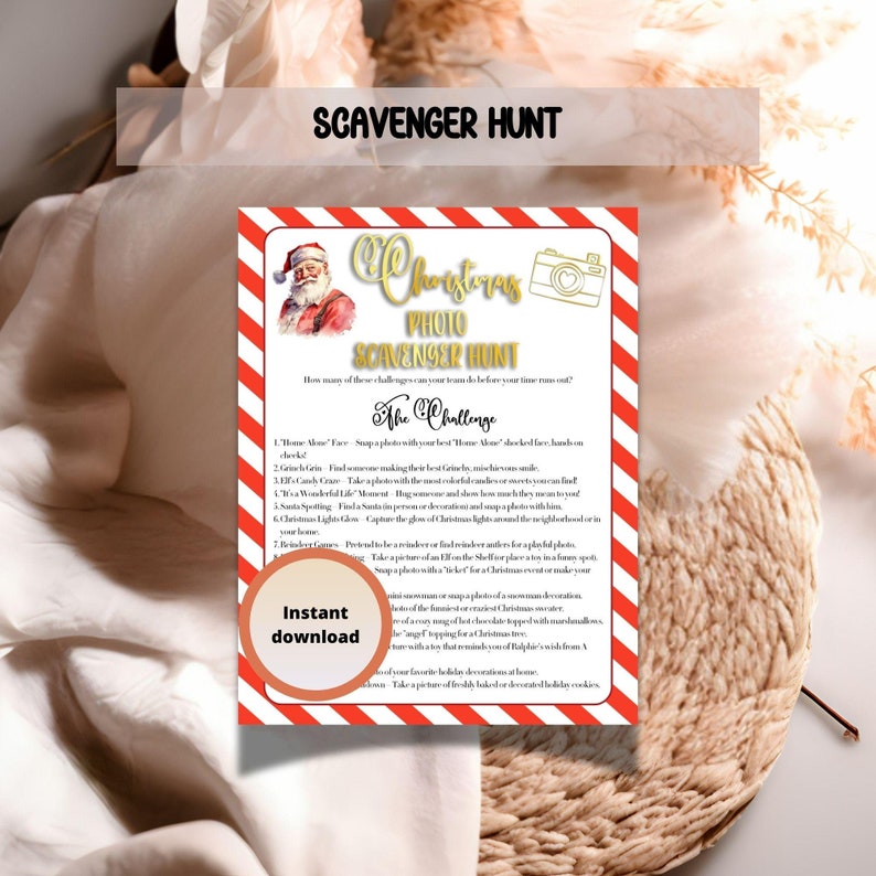 Christmas Photo Scavenger Hunt for Kids, Christmas Selfie Scavenger ...