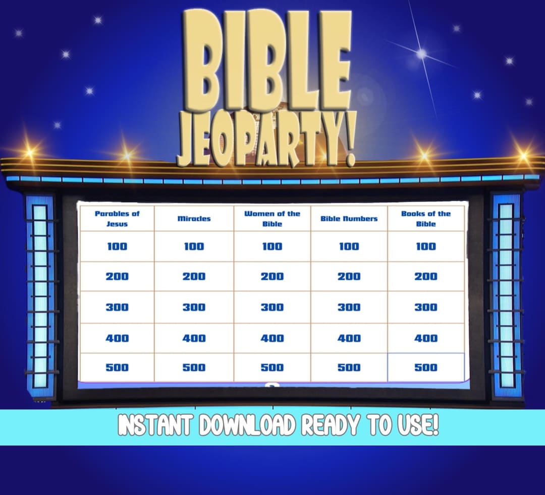 Bible Jeopardy Game: Printable Sunday School Trivia (PDF Download) - Etsy