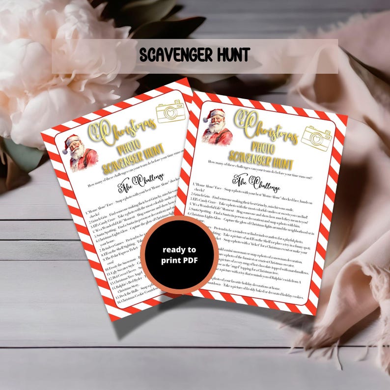 Christmas Photo Scavenger Hunt for Kids, Christmas Selfie Scavenger ...