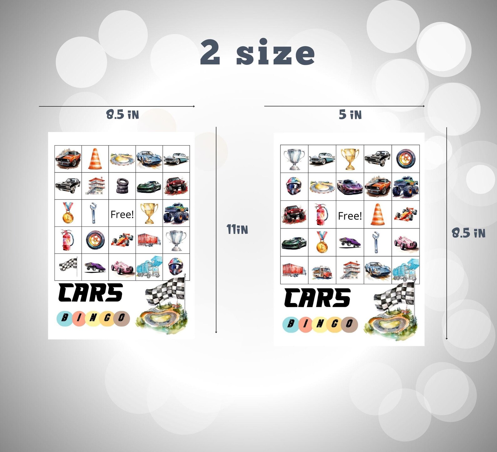 Cars Bingo for Boy Birthday Party , Construction Bingo for Kids, Racing ...