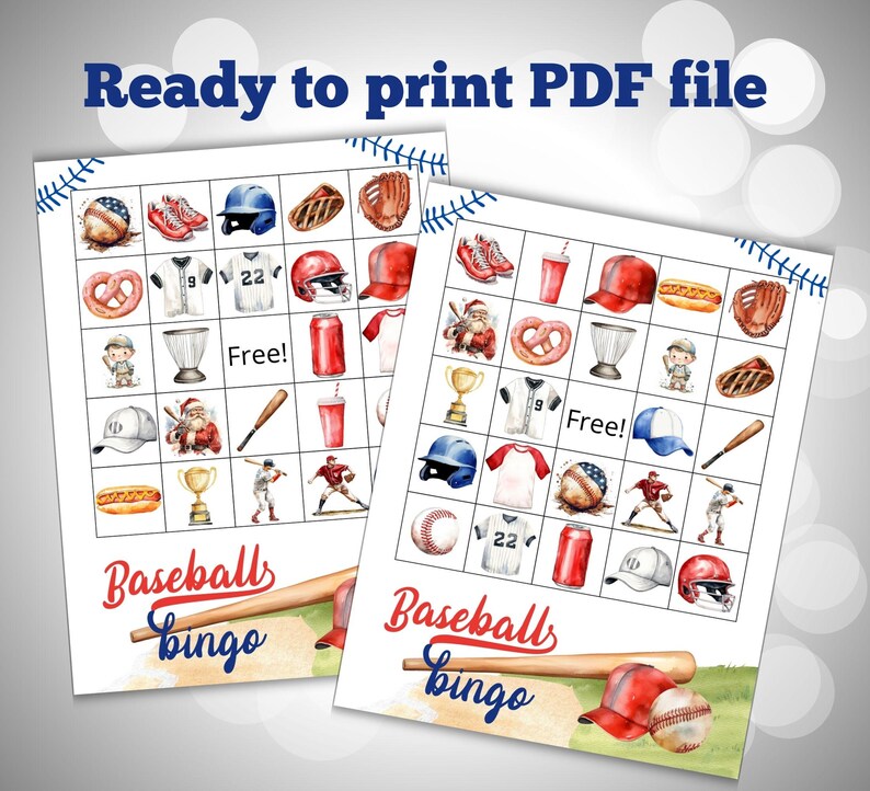 Baseball Bingo Game: 50 Unique Printable Cards (digital Download) - Etsy
