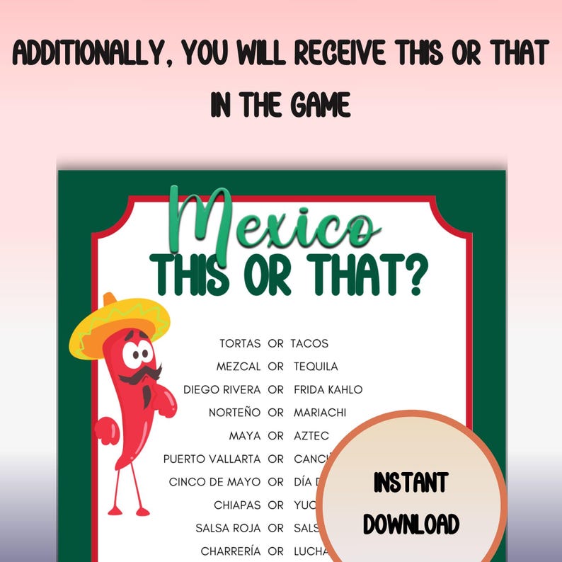 Mexico Trivia Game: Fiesta Party Activity for Cinco De Mayo (printable ...