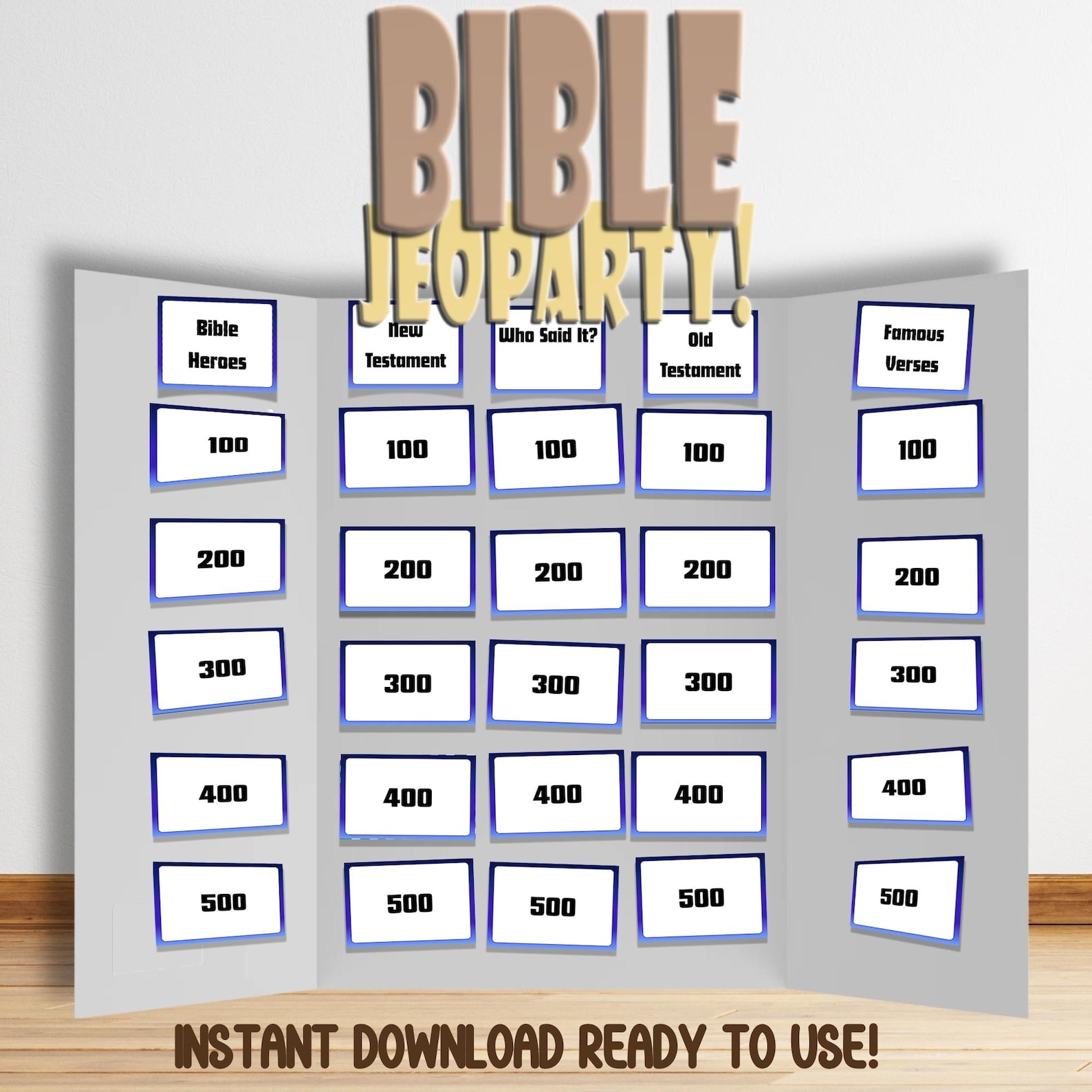 Bible Jeopardy Game: Printable Sunday School Trivia (PDF Download) - Etsy