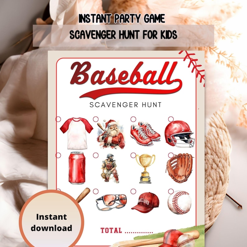Baseball Scavenger Hunt: Little League Team Party Game (printable ...