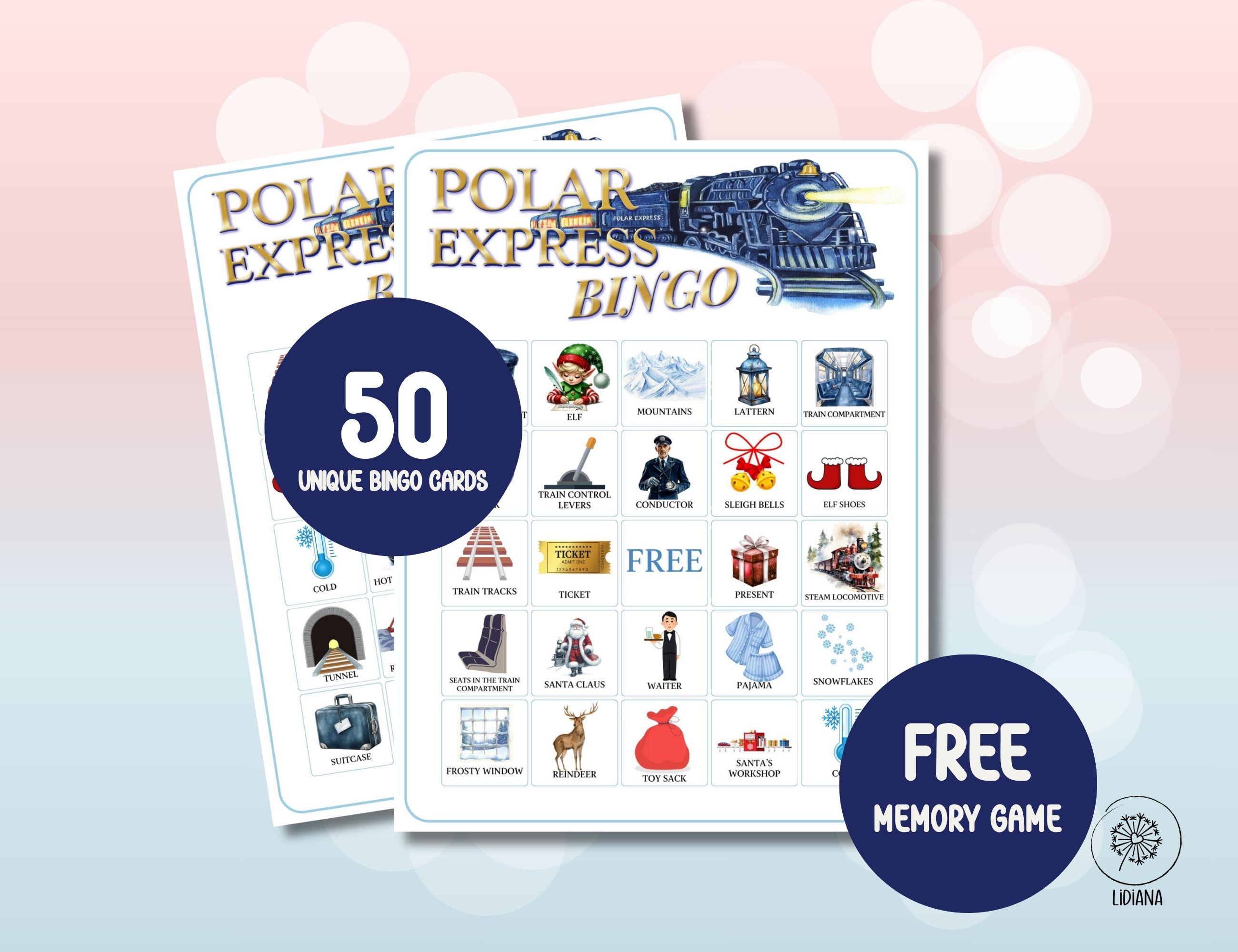 Polar Express Bingo Game: 50 Christmas Party Cards (digital Download ...