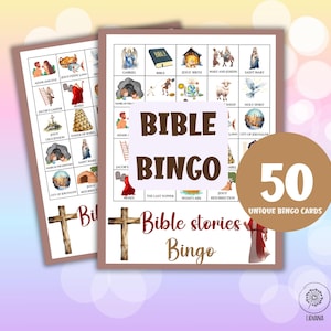 Bible Stories Bingo, 50 Sunday School Bingo Cards, Kid's Church ...
