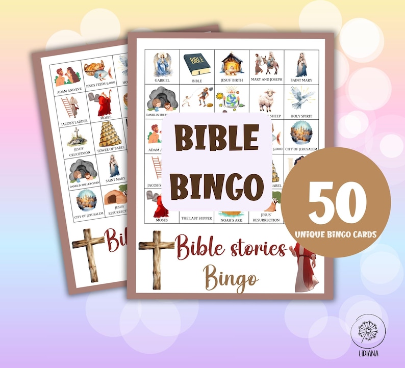 Bible Stories Bingo, 50 Sunday School Bingo Cards, Kid's Church ...