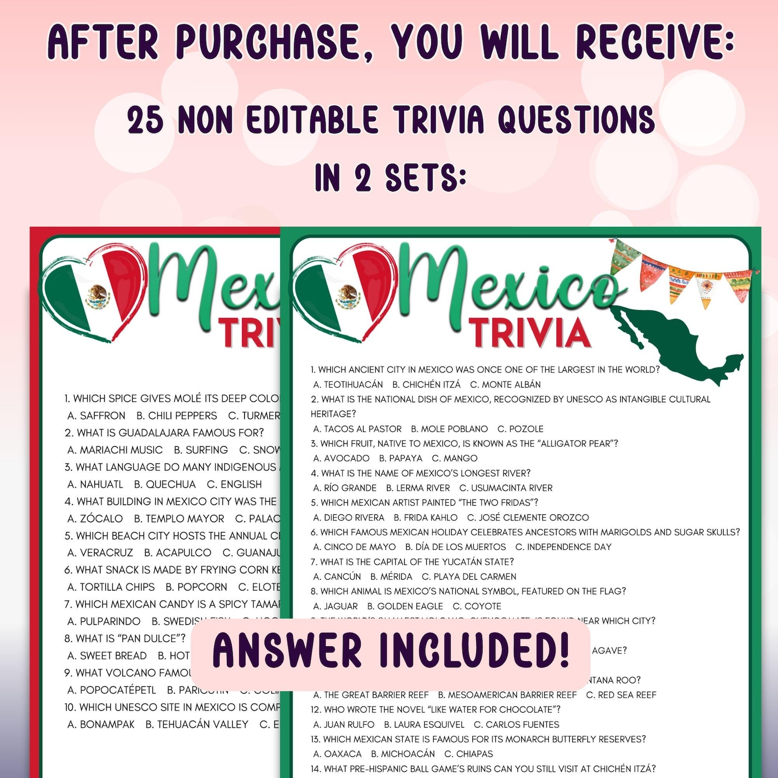 Mexico Trivia Game: Fiesta Party Activity for Cinco De Mayo (printable ...