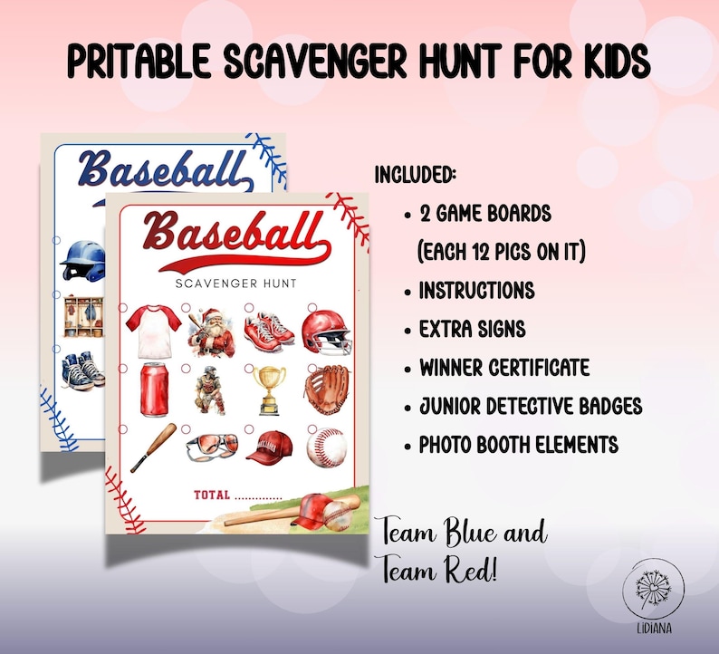 Baseball Scavenger Hunt: Little League Team Party Game (printable ...