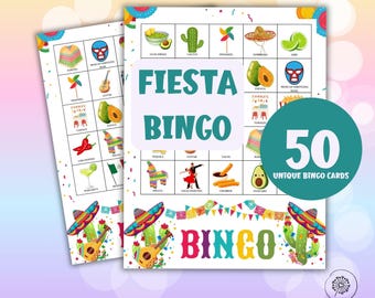 Fiesta Bingo, 10 Printable Fiesta Bingo Cards, Fiesta Activity for Kids ...