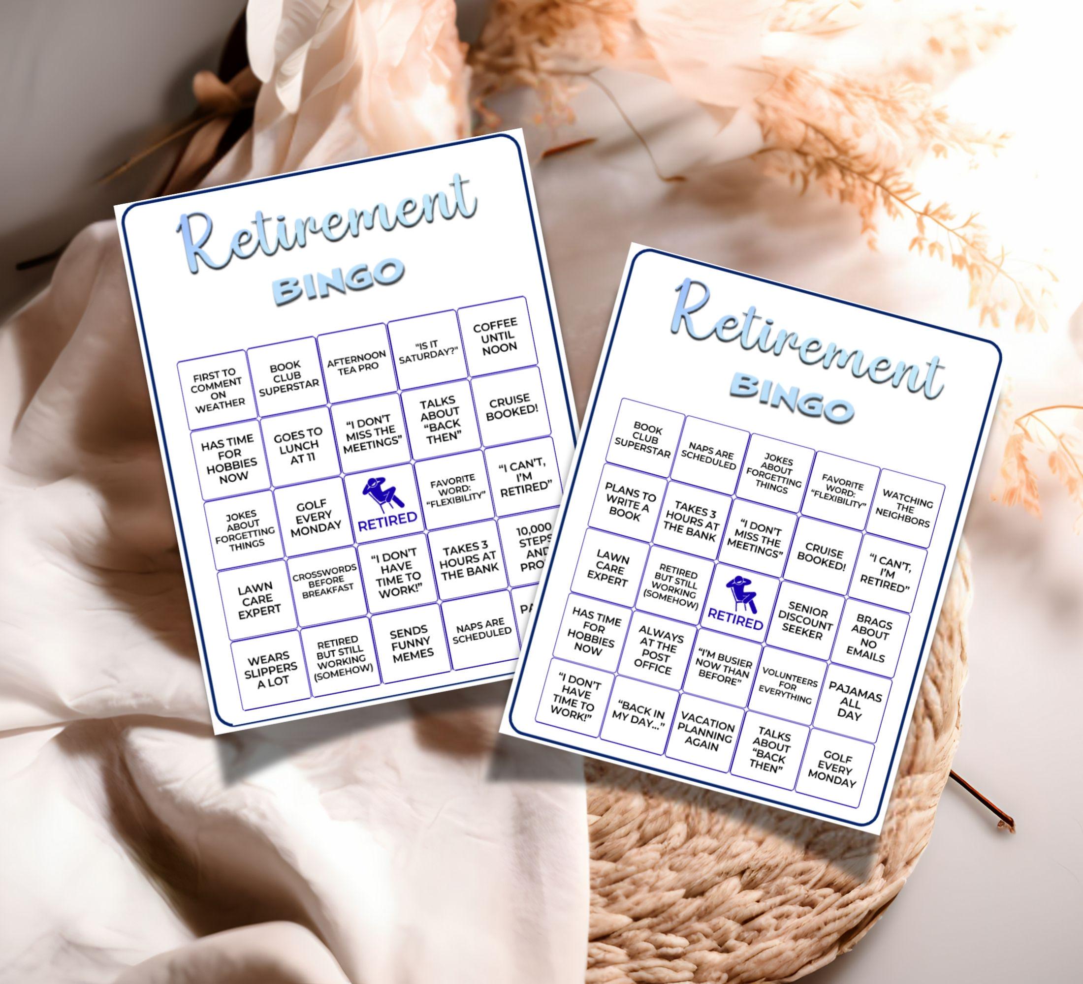 Retirement Bingo Game: Printable Party Activity (instant Download PDF ...