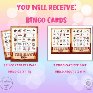 Cowboy Bingo Game: 50 Western Rodeo Cards (digital Download) - Etsy