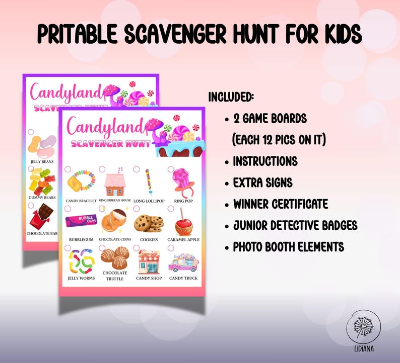 Candy Land Scavenger Hunt: Kids Printable Party Game (digital Download ...