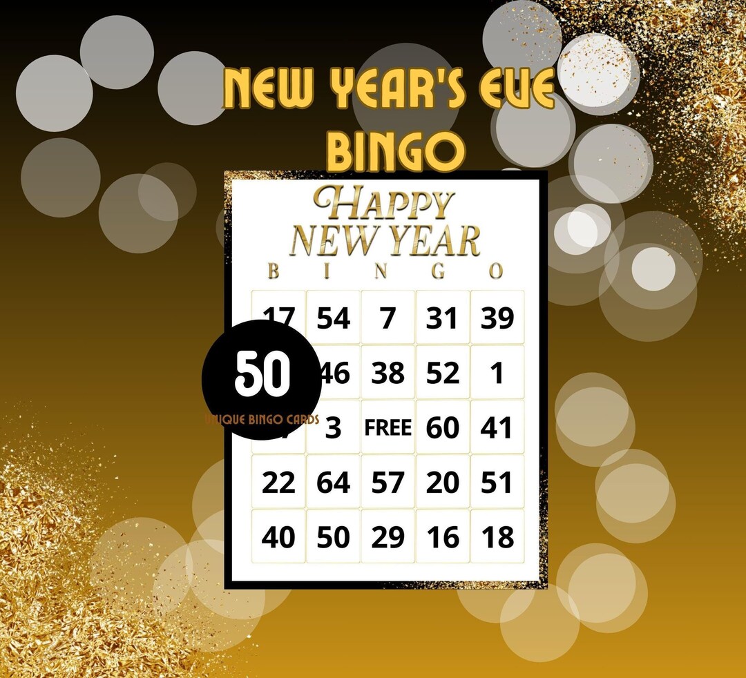 New Year's Eve Bingo Game: 50 Unique Cards (digital Download) - Etsy