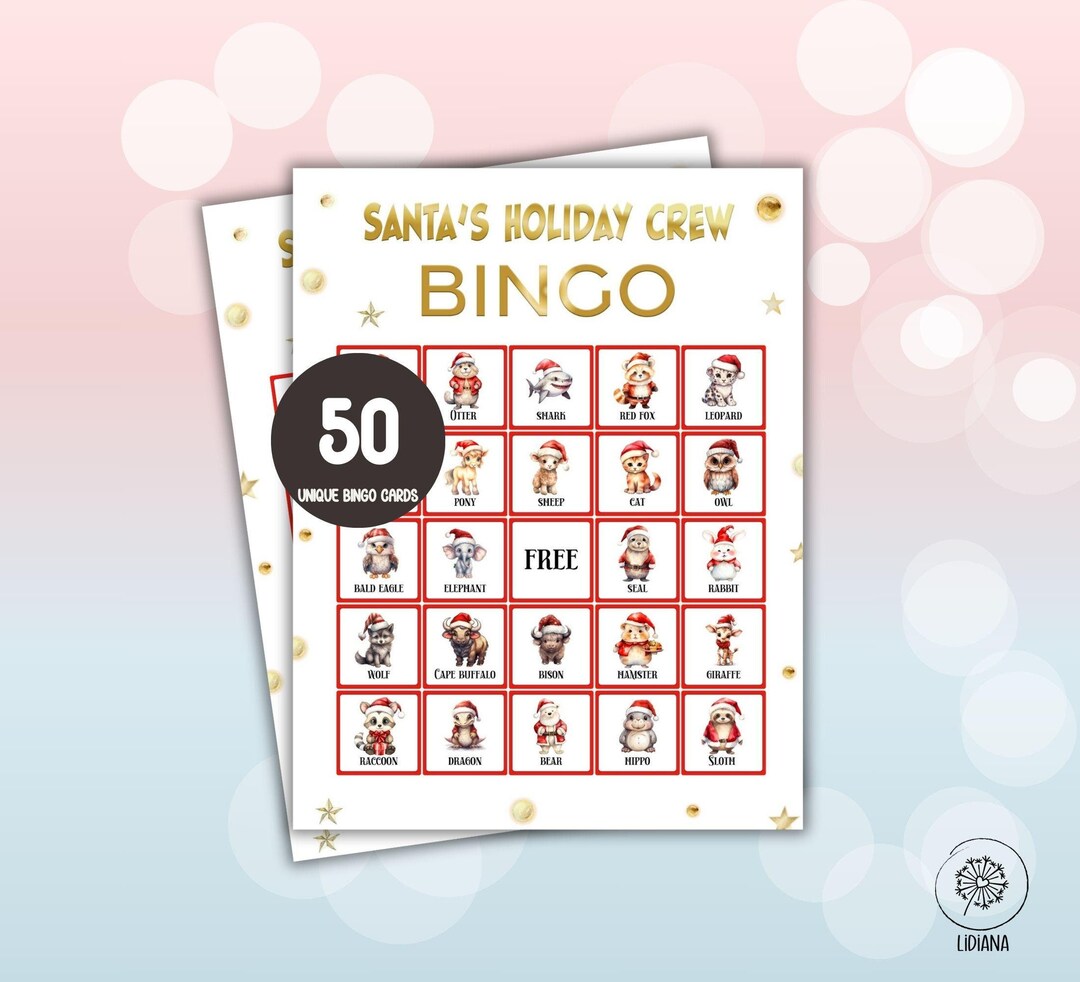 Christmas Animals Bingo Game. 50 Bingo Cards for Xmas Family Game Night ...