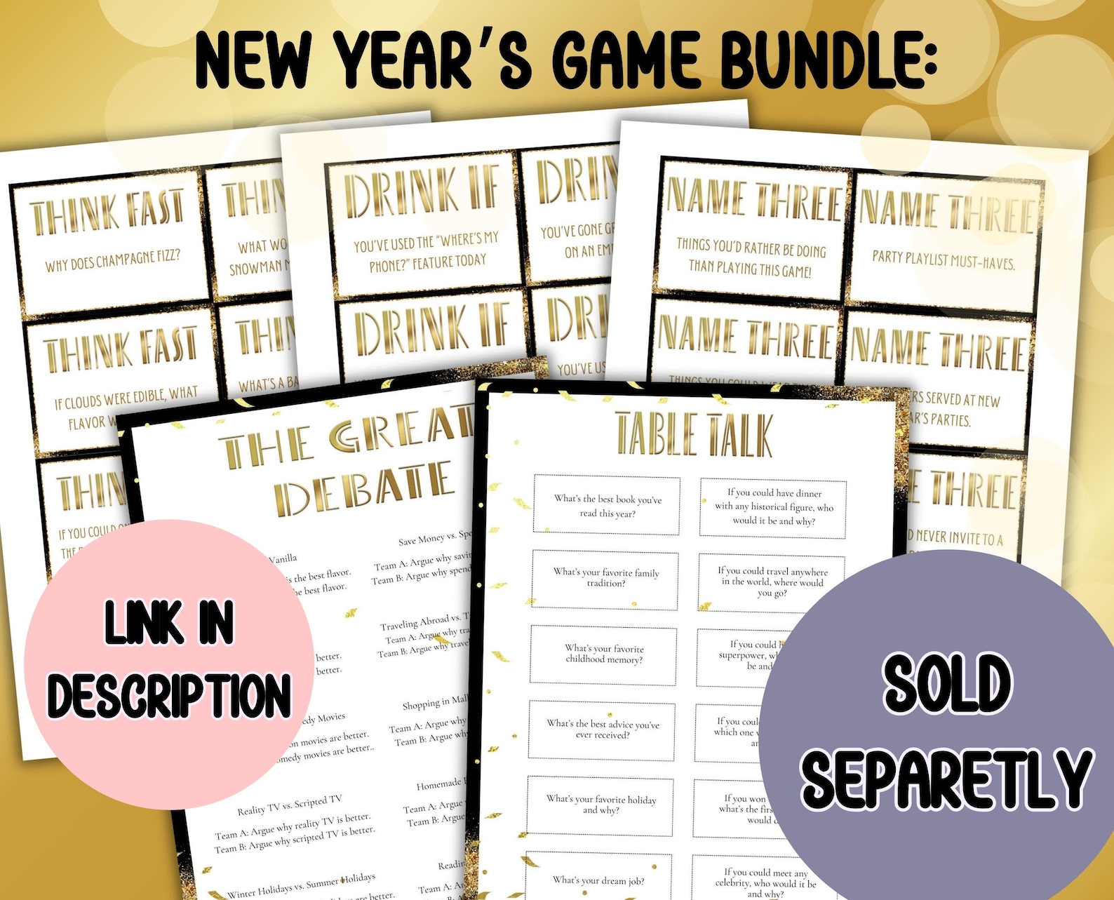 New Year's Eve Dicebreaker Game: Printable Party Icebreaker (digital ...