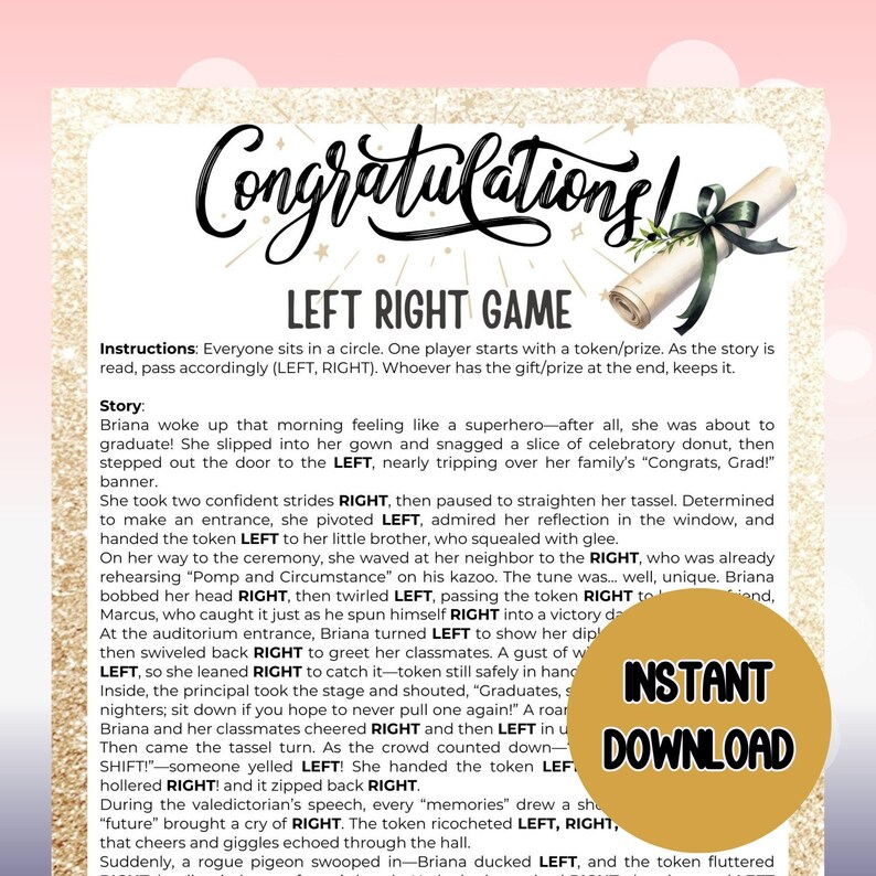 Graduation Left Right Game: Pass the Prize (PDF) - Etsy