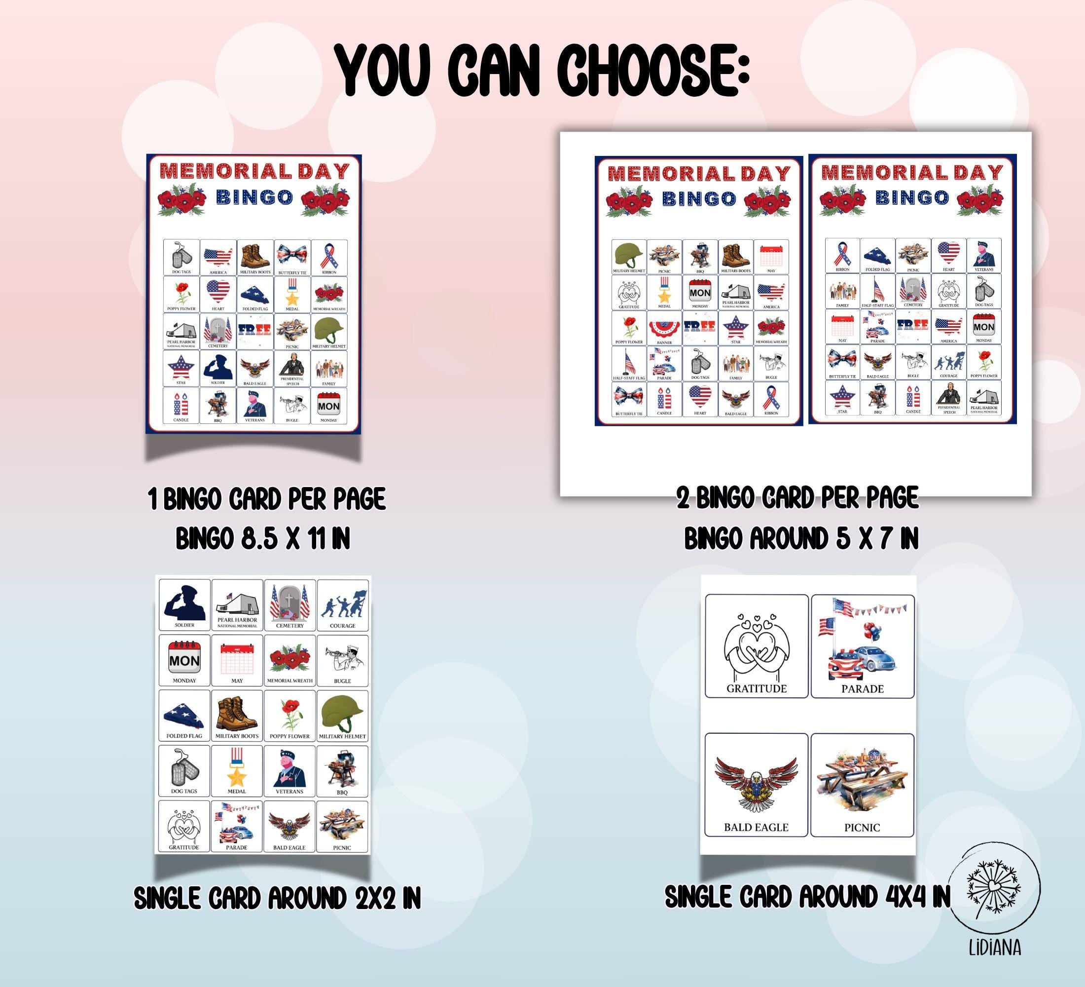 Memorial Day Bingo – Patriotic Party Game for Military Families & BBQ ...