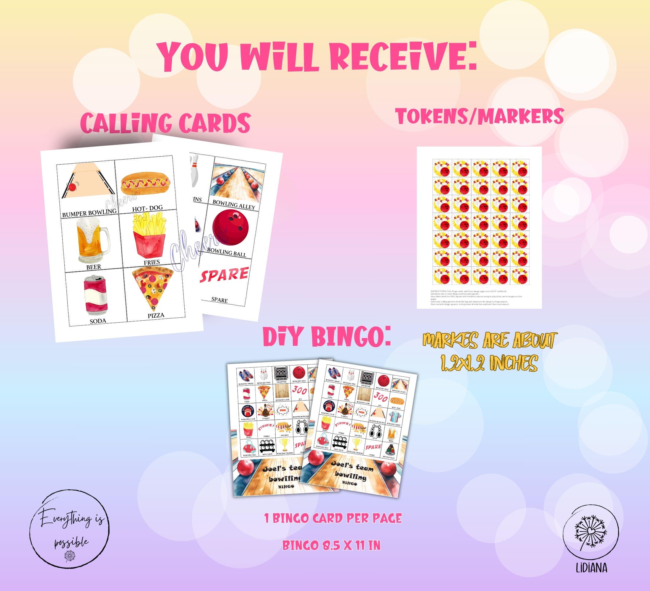 Bowling Bingo With Personalize Text, 50 Bowling Team Bingo Cards ...