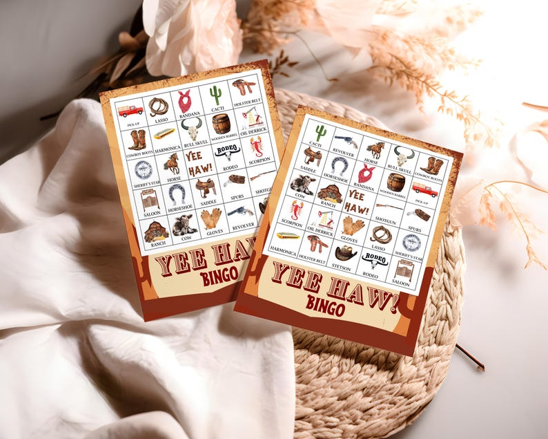 Cowboy Bingo Game: 50 Western Rodeo Cards (digital Download) - Etsy