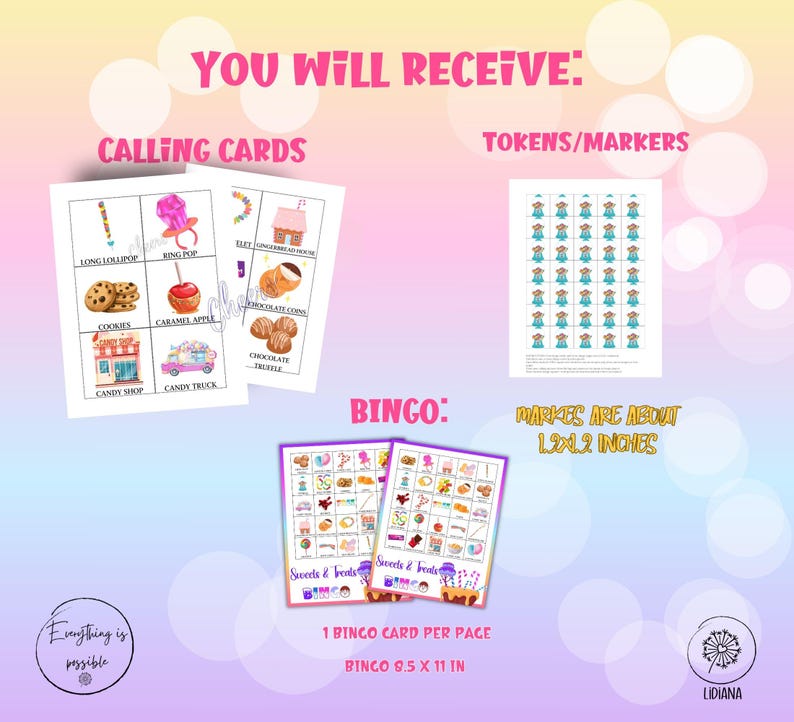 Candy Bingo Game: 50 Unique Cards for Girls Night (digital Download) - Etsy