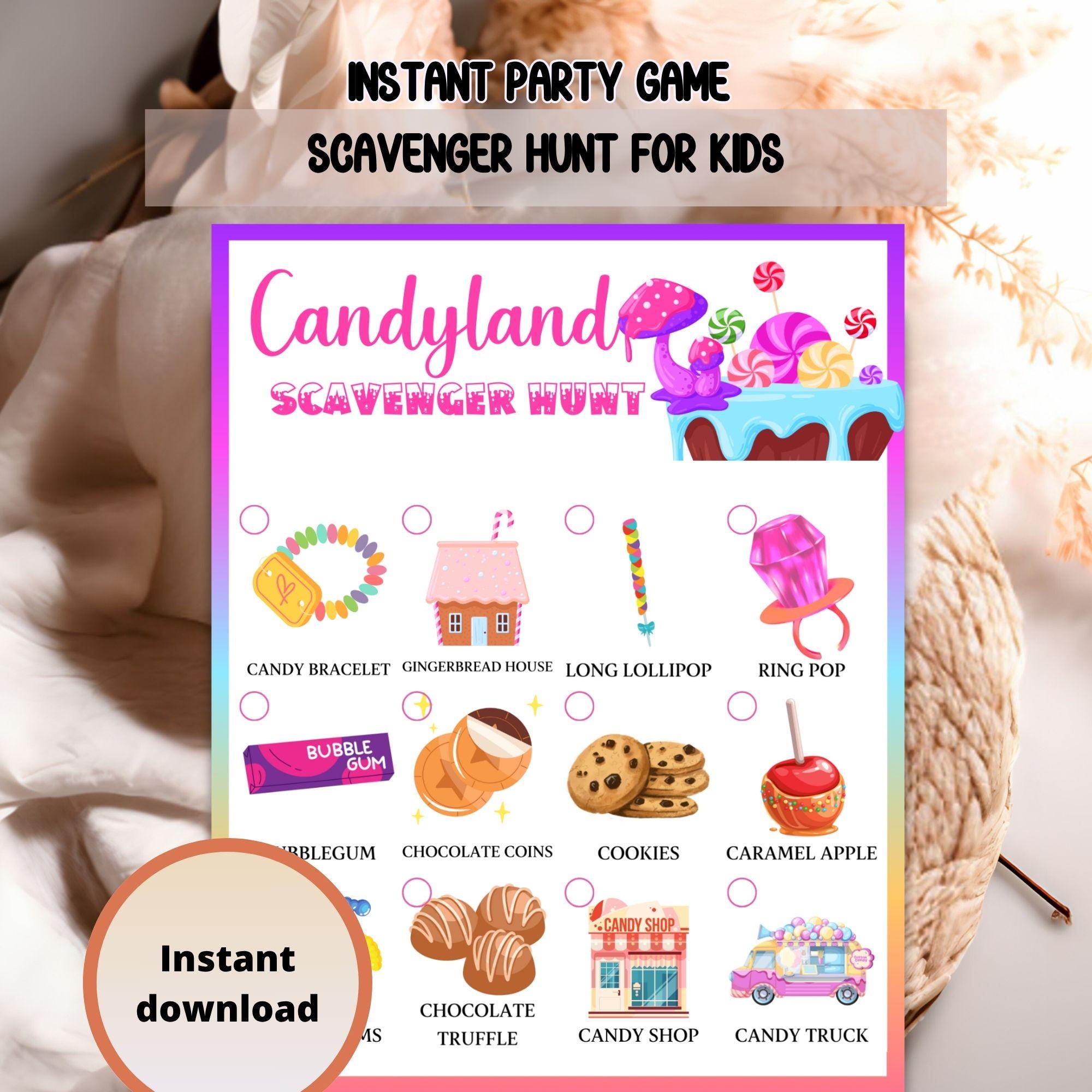 Candy Land Scavenger Hunt: Kids Printable Party Game (digital Download ...