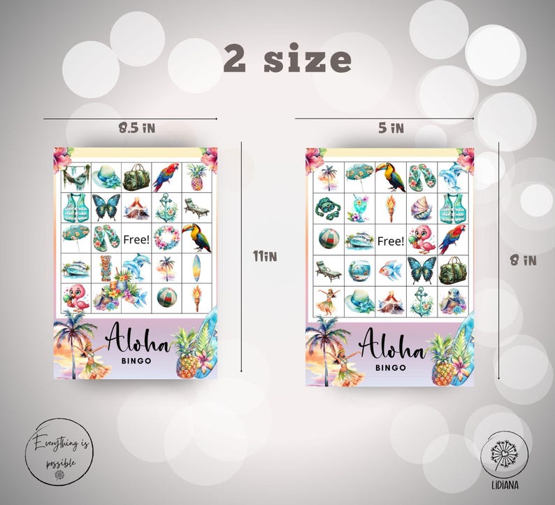 Aloha Bingo Game - 50 Bingo Cards for Girls Game Night, Luau Hawaiian ...