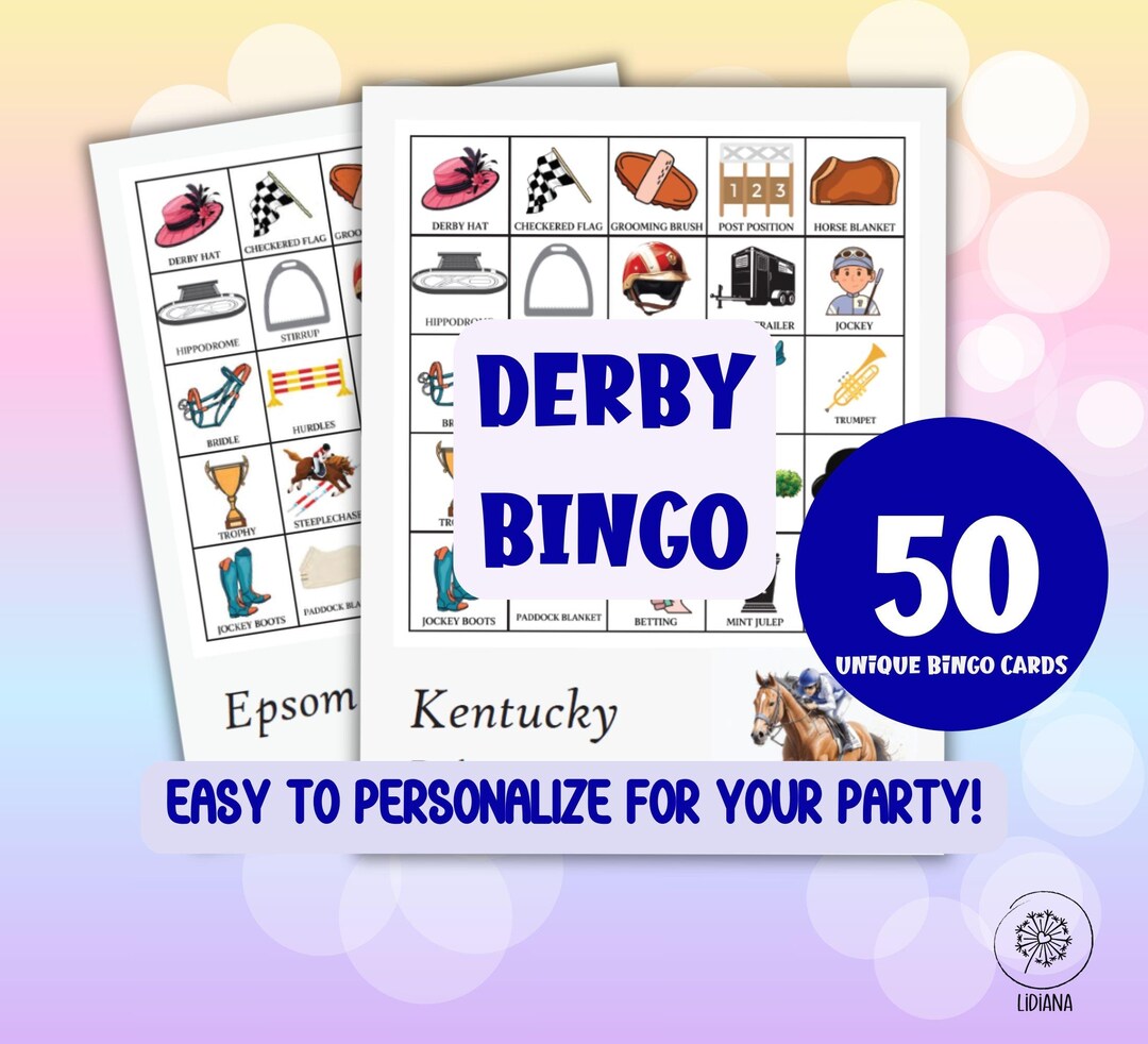 Derby Bingo Game: Personalized Horse Racing Party (digital Download) - Etsy