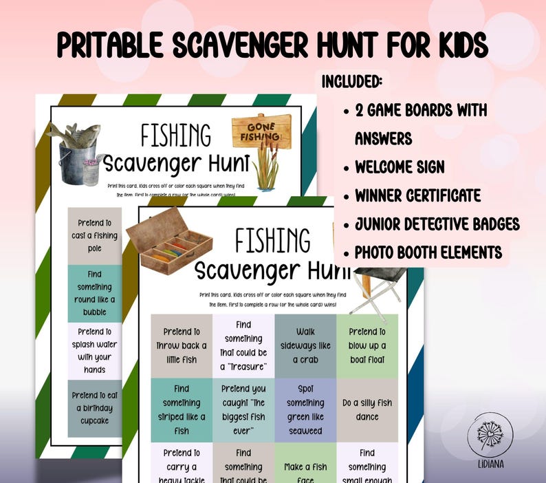Printable Fishing Scavenger Hunt for Kids: Fish Party Game (digital ...