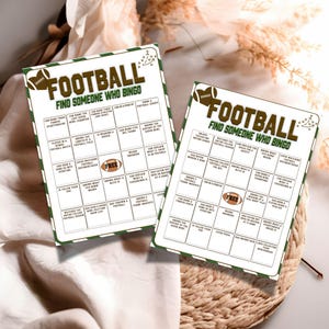 Football Bingo Game: 50 Find Someone Who Bingo for Superbowl Party ...