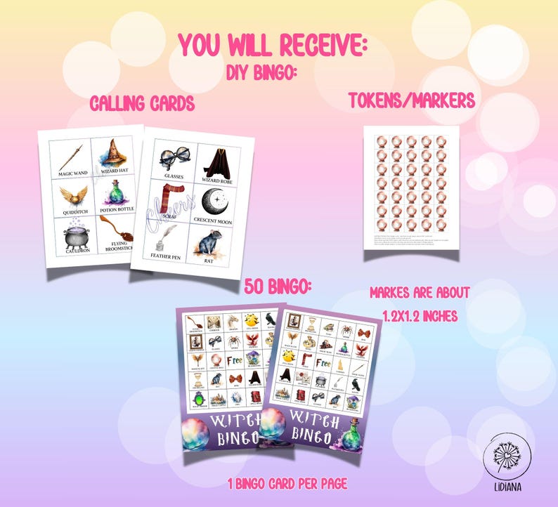 Witch Bingo Game: 50 Magic School Cards (digital Download) - Etsy