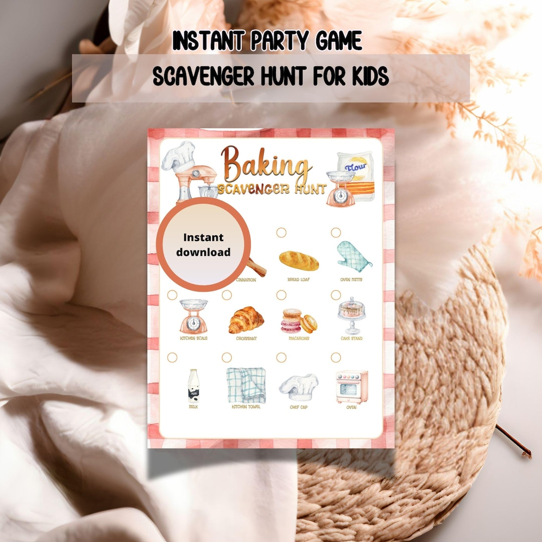 Baking Scavenger Hunt for Kids, Baking Scavenger Hunt for Tea Party ...