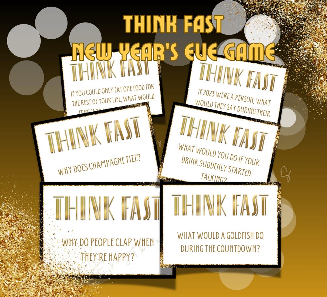 New Year's Think Fast Game, Printable New Year's Eve Game, New Year's ...