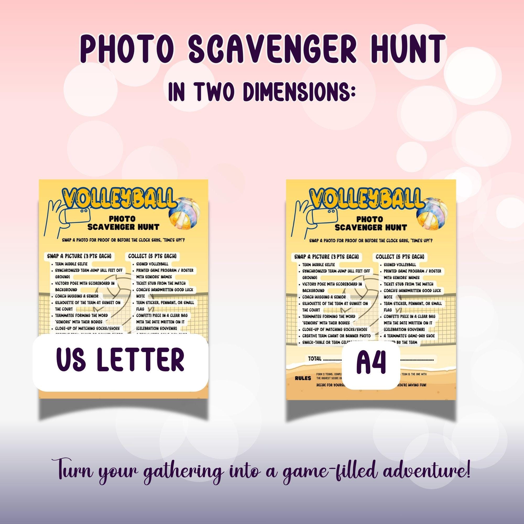 Volleyball Photo Scavenger Hunt Game: Team Party, Camp (digital ...